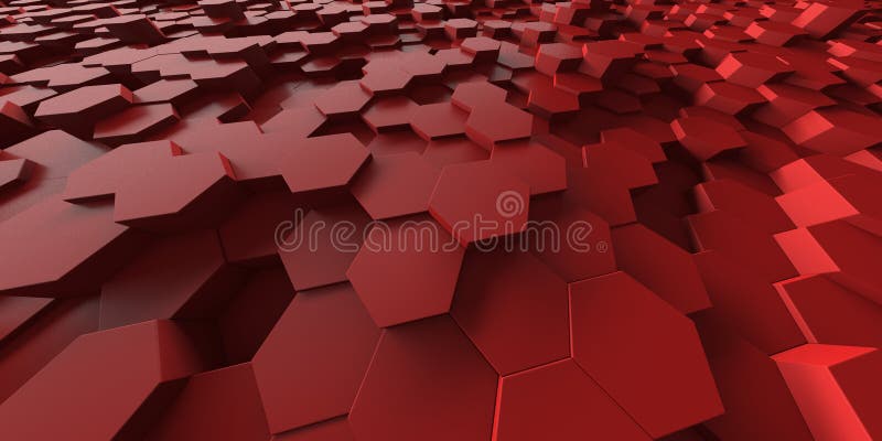 Hexagon Abstract Chaotic Red Bricks Wall Background Stock Illustration ...