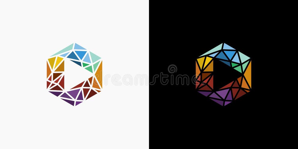 Hexagon Abstract Pixel Play Button Logo Design. Stock Illustration - Illustration of icon ...