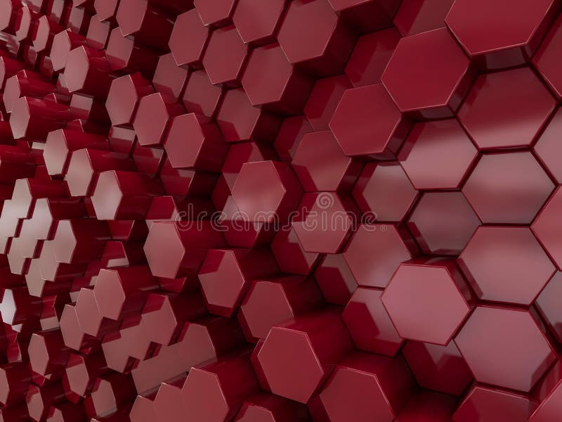 Hexagon Abstract Red Background. 3D Stock Illustration - Illustration ...