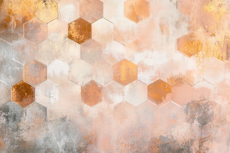 Hexagon Abstract Texture with Gold Metallic Bronze Elements Stock Image ...