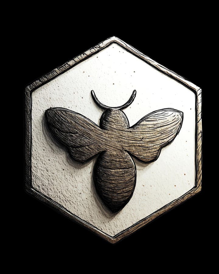 Hexagon Bee Emblem Concept, Hexagonal Badge Featuring Stylized Bee ...