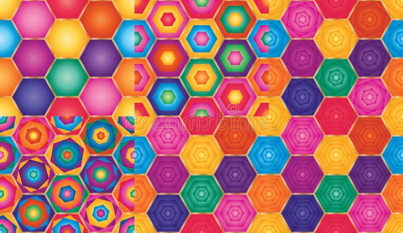 Hexagon Big Bright Layer Set Seamless Pattern Stock Vector ...