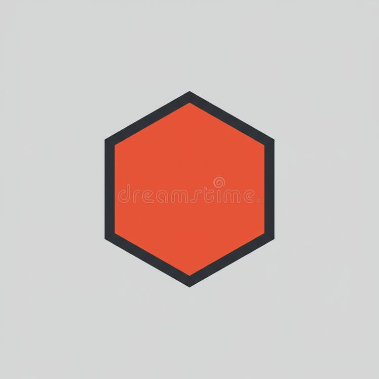 A Hexagon with a Bold Black Outline and Solid Orange Fill, Centered on ...