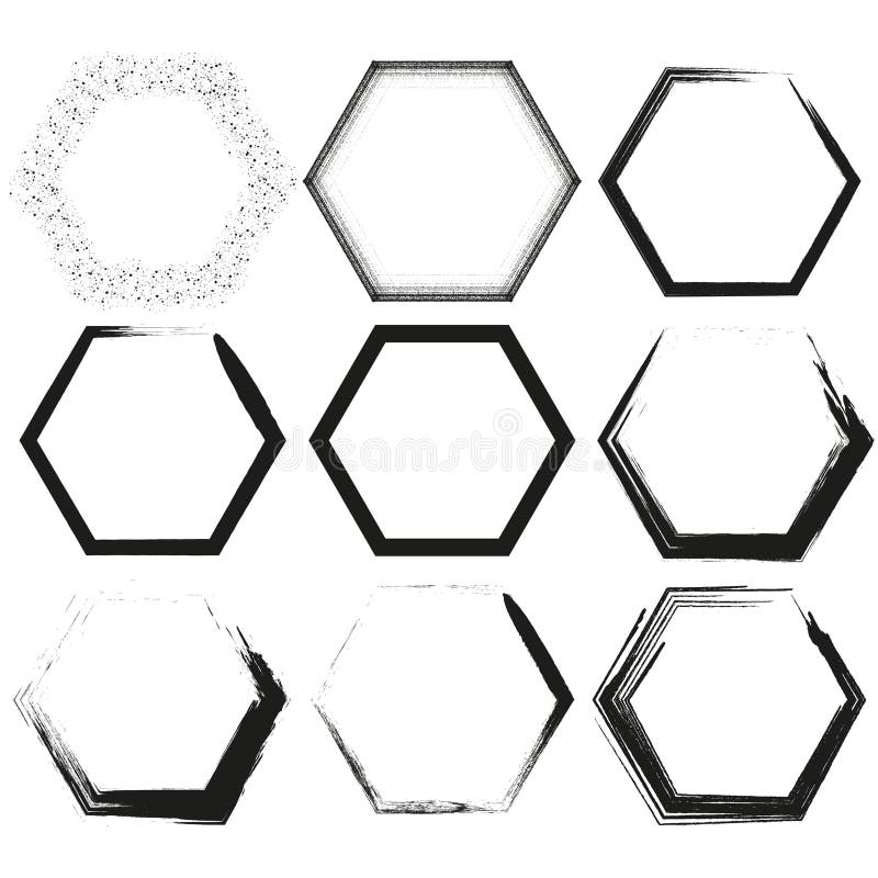 Hexagon Border Frame. Rough Shape Geometry. Textured Outline Figure ...