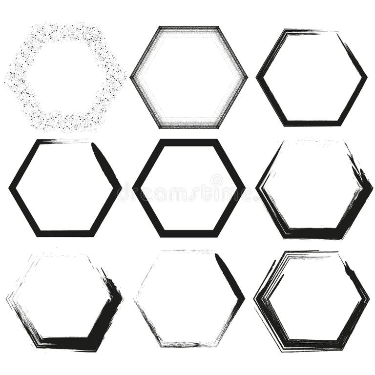 Hexagon Border Frame. Rough Shape Geometry. Textured Outline Figure ...