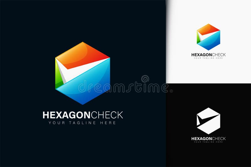 Hexagon Check Logo Design with Gradient Stock Vector - Illustration of ...
