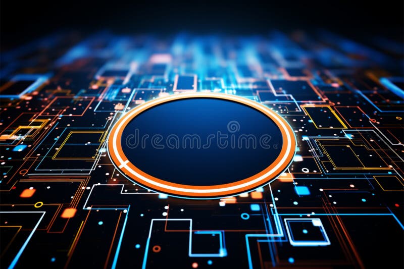 Hexagon and Circle HUD Elements Merge in Electronic Circuit Technology ...