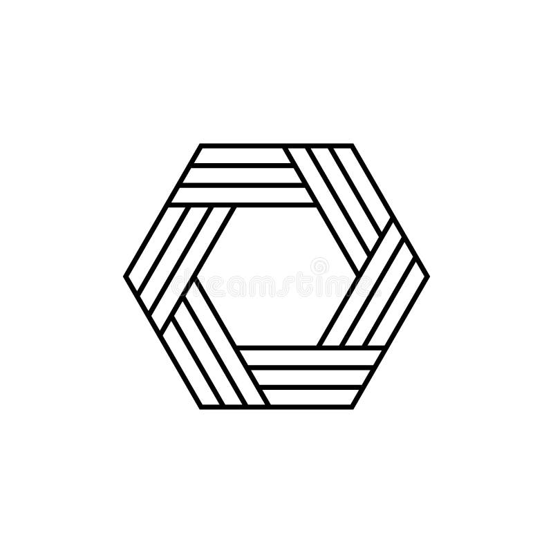 Hexagon Classical Blue Geometric Element, Line Design, Illustration on ...