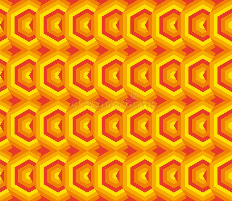 Repeated Hexagon Pattern in Yellow and Orange Stock Illustration ...