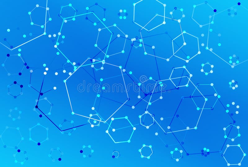 Hexagon Connected Dots Blue Background Vector Illustration Beautiful ...