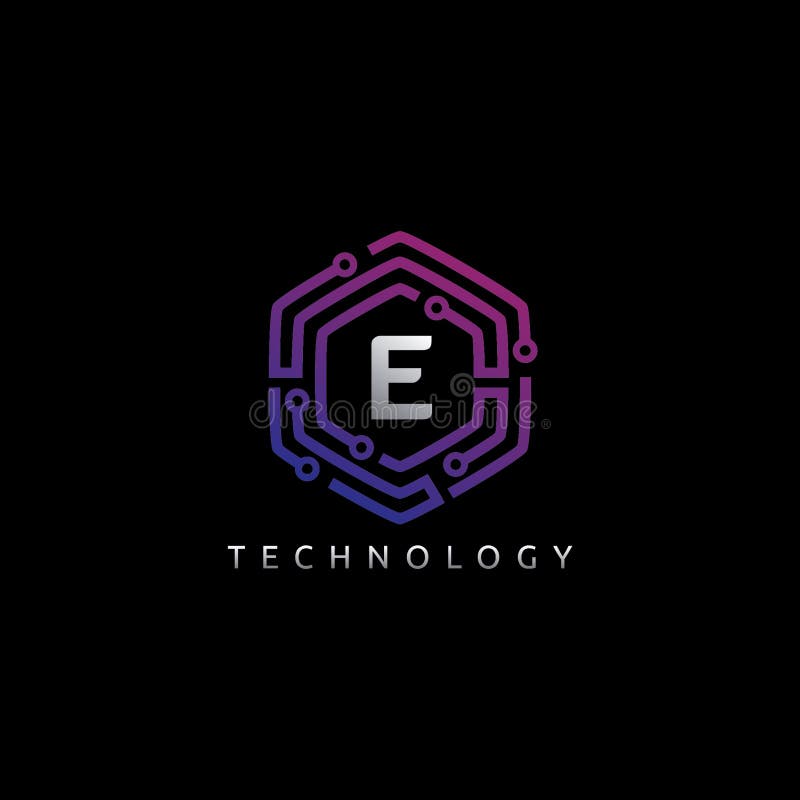 Hexagon Connection E Letter Technology Logo Stock Illustration ...