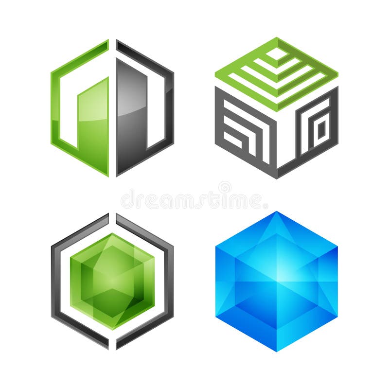 Hexagon corporate logo set stock vector. Illustration of isolated ...
