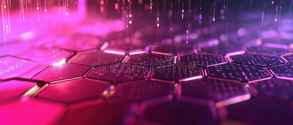 Hexagon Data Grid with Abstract Network Overlay and Vibrant Colors ...