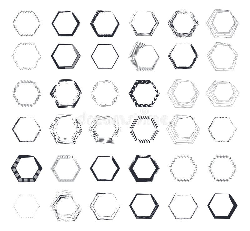 Hexagon Decorative Frames with Empty Space for Text, for Labels on ...