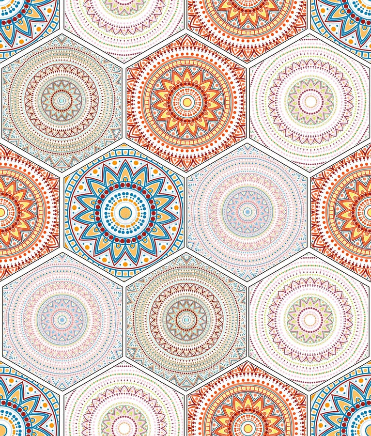 Hexagon Design Elements with Moroccan Motif Stock Vector - Illustration ...