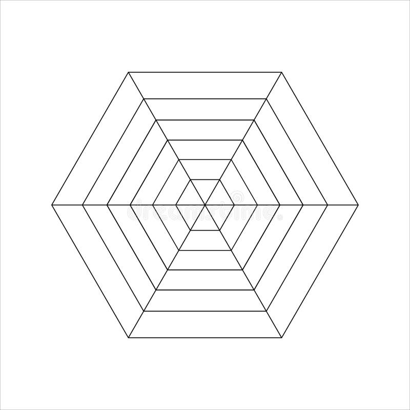 Hexagon Diagram Divided on Equal Segments. Statistics or Analytics ...