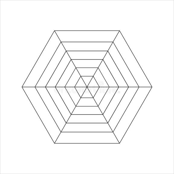 Hexagon Diagram Divided on Equal Segments. Statistics or Analytics ...
