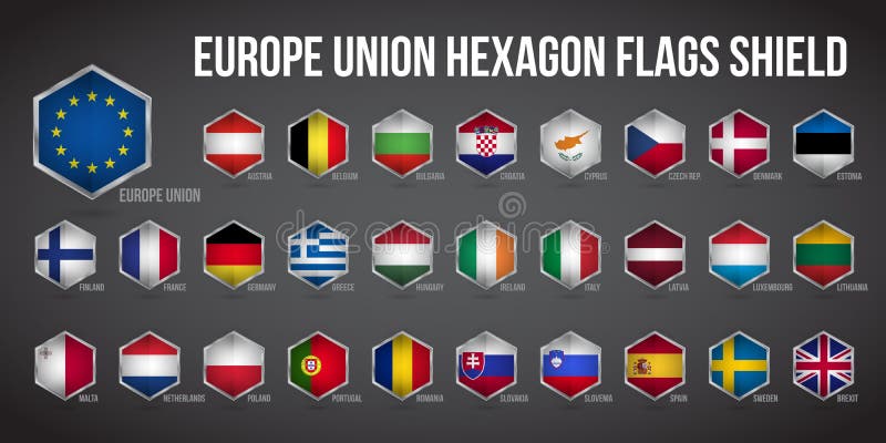 Europe Shield Flags Set stock illustration. Illustration of detailed ...