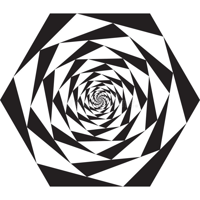 Hexagon Form with Triangles in Hypnotic Spiral Stock Vector ...