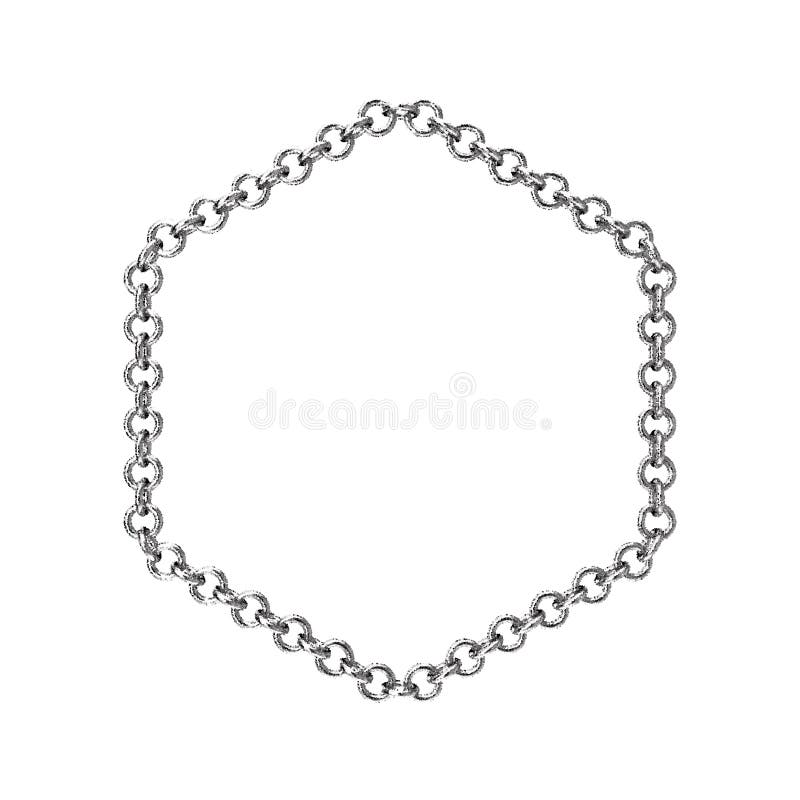 Metallic Hexagon Hanging on Chain Isolated on White Background. Stock ...