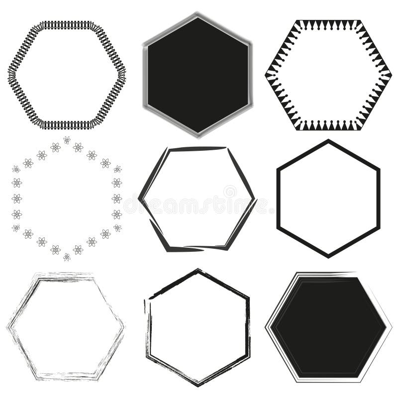 Hexagon Frame Designs. Geometric Decorative Borders. Vector ...