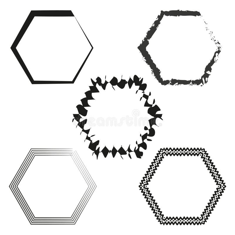 Hexagon Frames Collection. Decorative Borders Set. Geometric Design ...