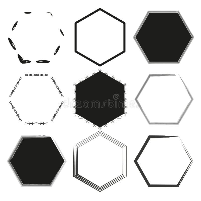 Hexagon Frames Geometric. Design Vector Black. Vector Illustration. EPS ...