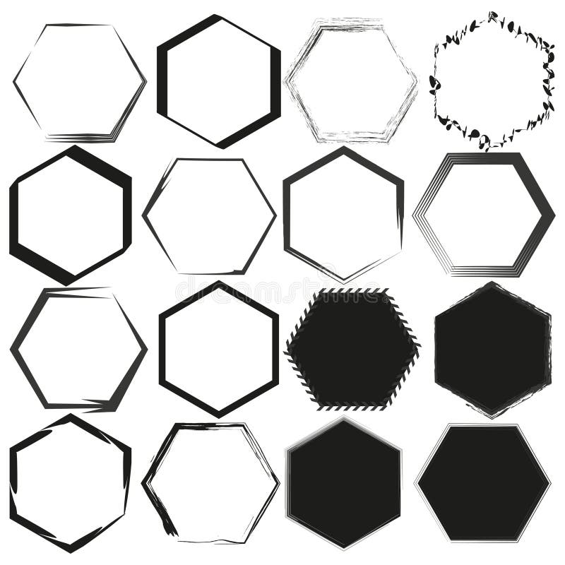 Hexagon Frames Set. Geometric Shapes Collection. Abstract Design ...