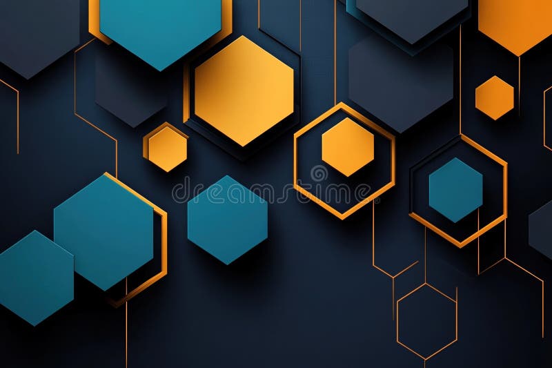 Hexagon Geometric Abstract Pattern with Modern Shapes in Yellow and ...