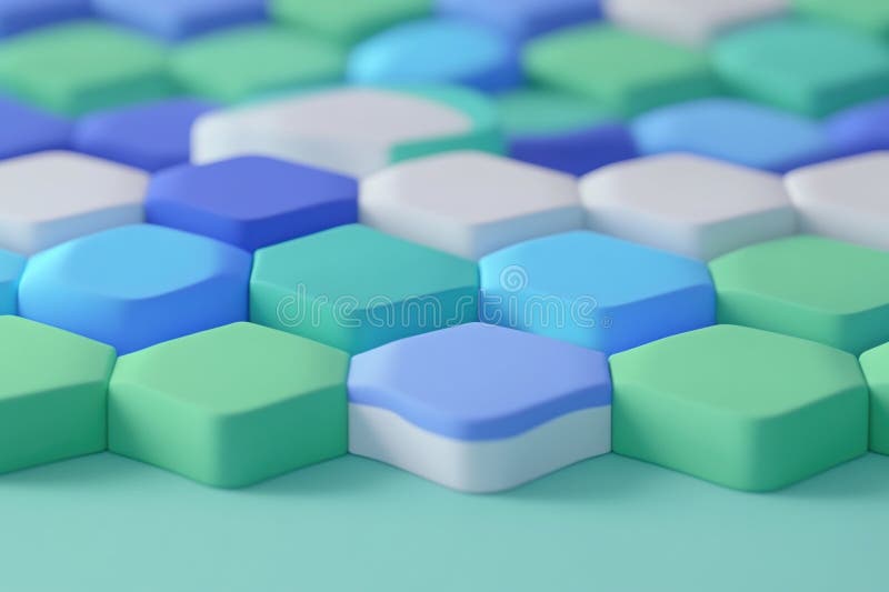 Hexagon Geometric Pattern in Blue and Green Abstract Design Stock Photo ...