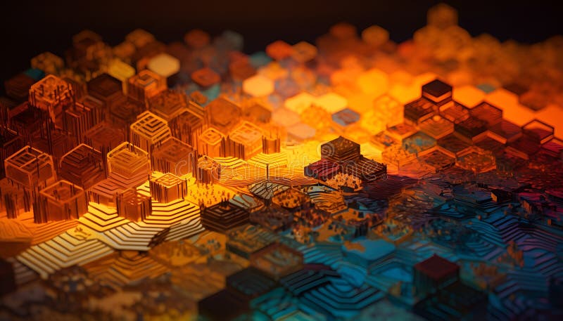Hexagon Glowing Elements,golden Color by Generative AI Stock ...