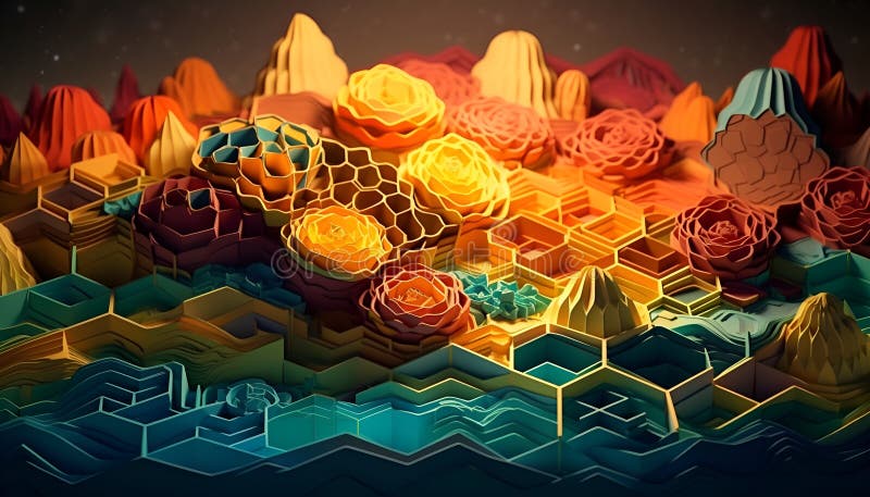 Hexagon Glowing Elements,golden Color by Generative AI Stock ...