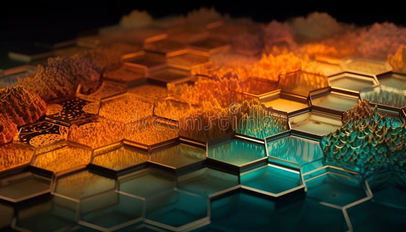 Hexagon Glowing Elements,golden Color by Generative AI Stock ...
