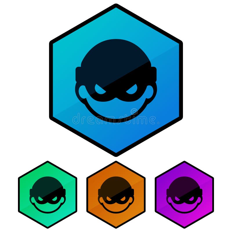 Hexagon, Gradient Hacker Icon. Four Color Variations. Isolated on White ...