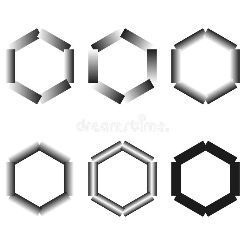 Hexagon Gradient Shapes. Black and Gray Tones. Geometric Vector Designs ...