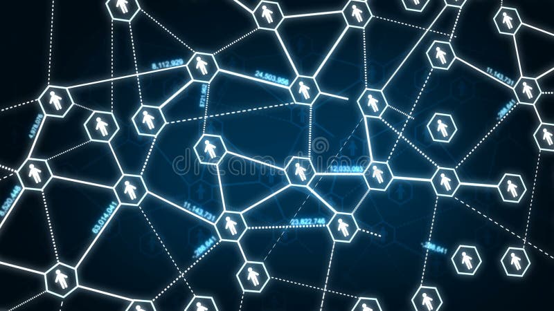 Hexagon Grid and Connection Line with People Icon for Social Network ...