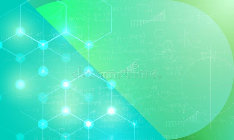 Hexagons and Formulas on Green Background Stock Illustration ...