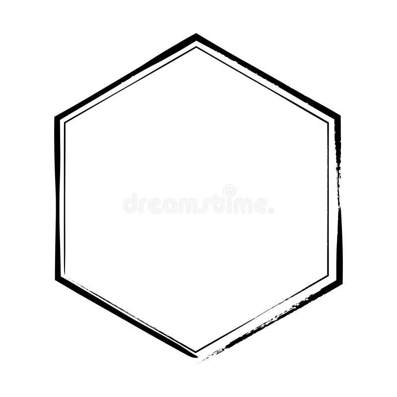 Hexagon Grunge Texture Element Frame Border Shape Icon for Decorative ...