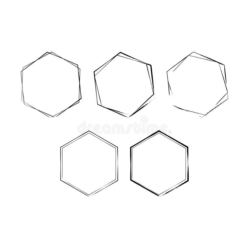 Hexagon Grunge Texture Element Frame Border Shape Icon for Decorative ...