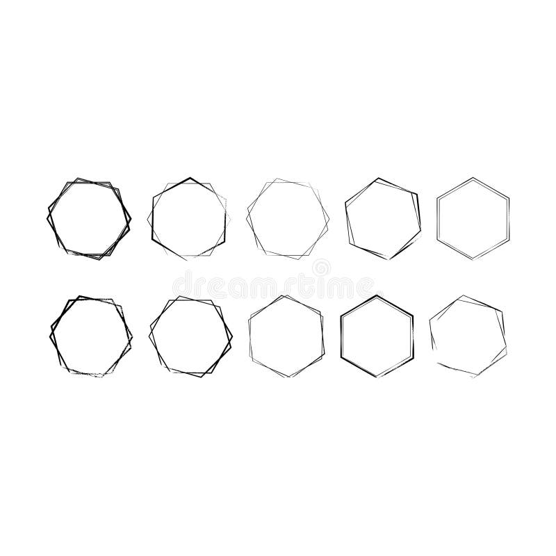 Hexagon Grunge Texture Element Frame Border Shape Icon for Decorative ...