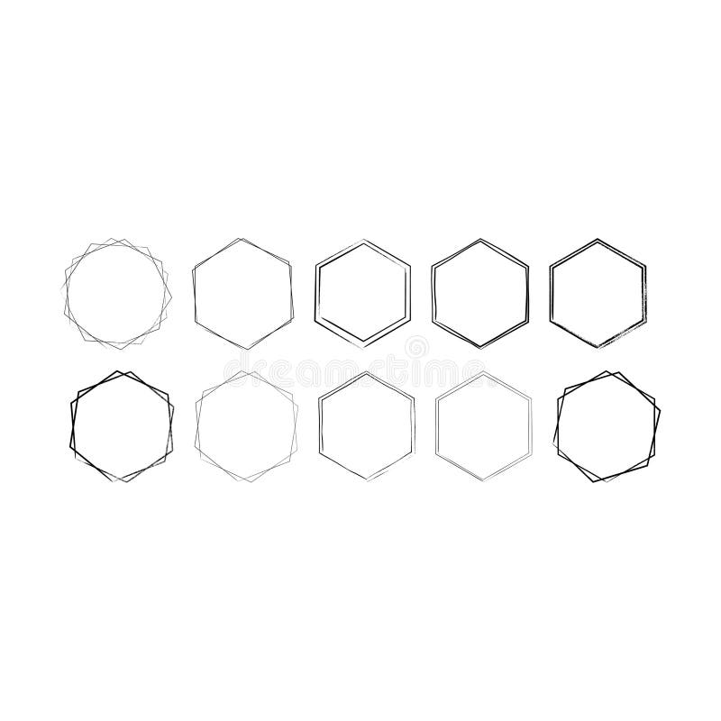 Hexagon Grunge Texture Element Frame Border Shape Icon for Decorative ...