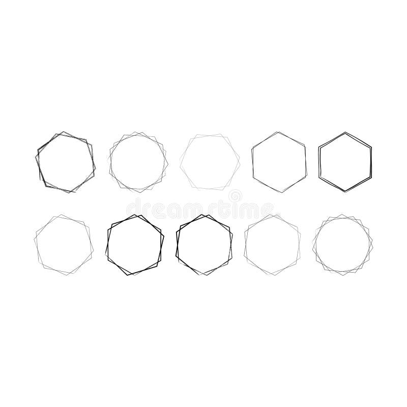 Hexagon Grunge Texture Element Frame Border Shape Icon for Decorative ...