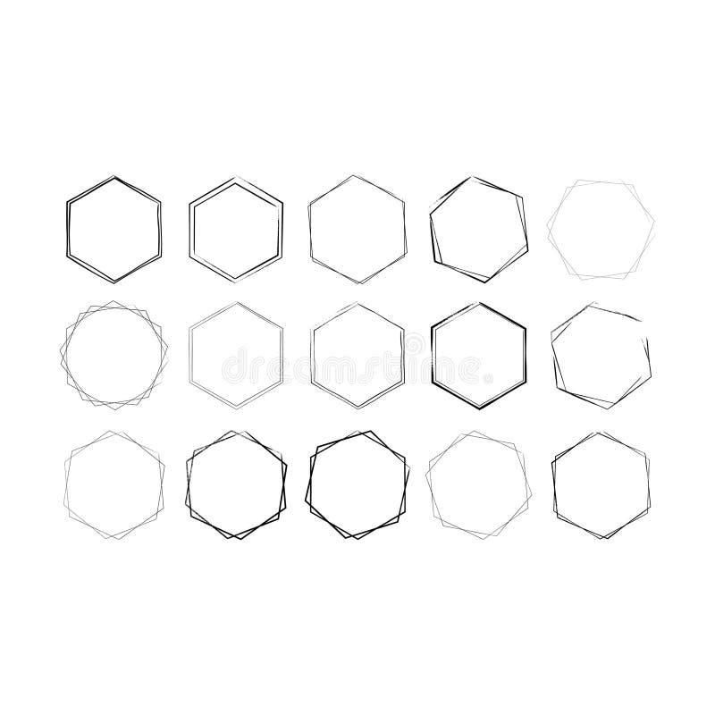 Hexagon Grunge Texture Element Frame Border Shape Icon for Decorative ...