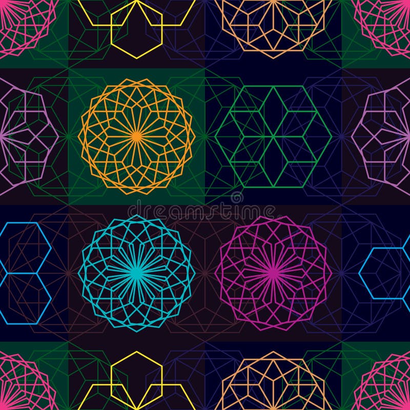 Hexagon Hexagon Frame Seamless Pattern Stock Vector - Illustration of ...