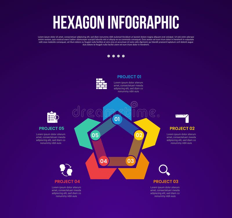 Hexagon or Hexagonal Six Sided Polygon Template Infographic with Balane ...