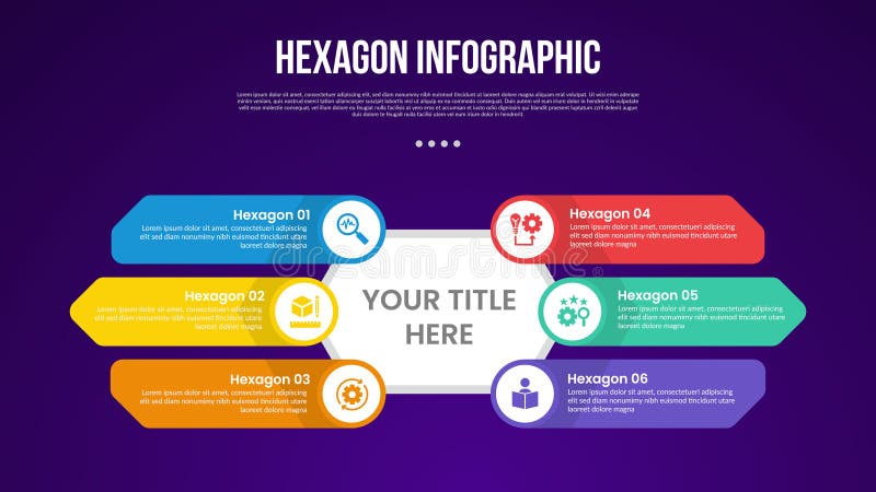 Hexagon or Hexagonal Six Sided Polygon Template Infographic with Big ...
