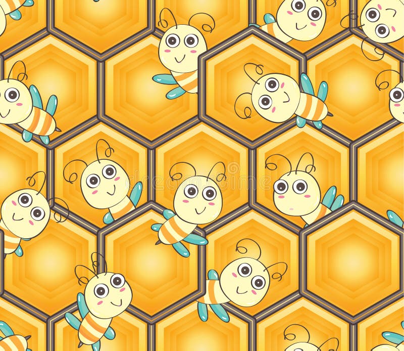 Hexagon Honeycomb Rotate Shape Bee Seamless Pattern Stock Vector ...