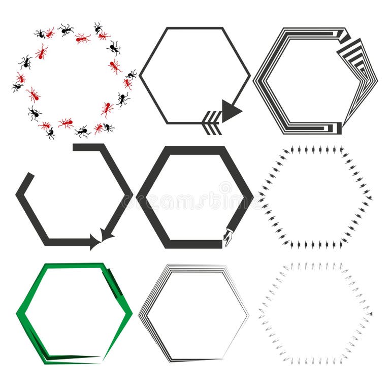 Hexagon Icons Set. Ant Border Symbol. Vector Frame Elements. Creative ...