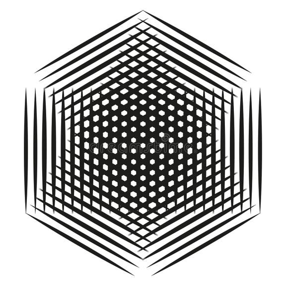 Hexagon Illusion Shape. Concentric Abstract Lines. Geometric Vector ...