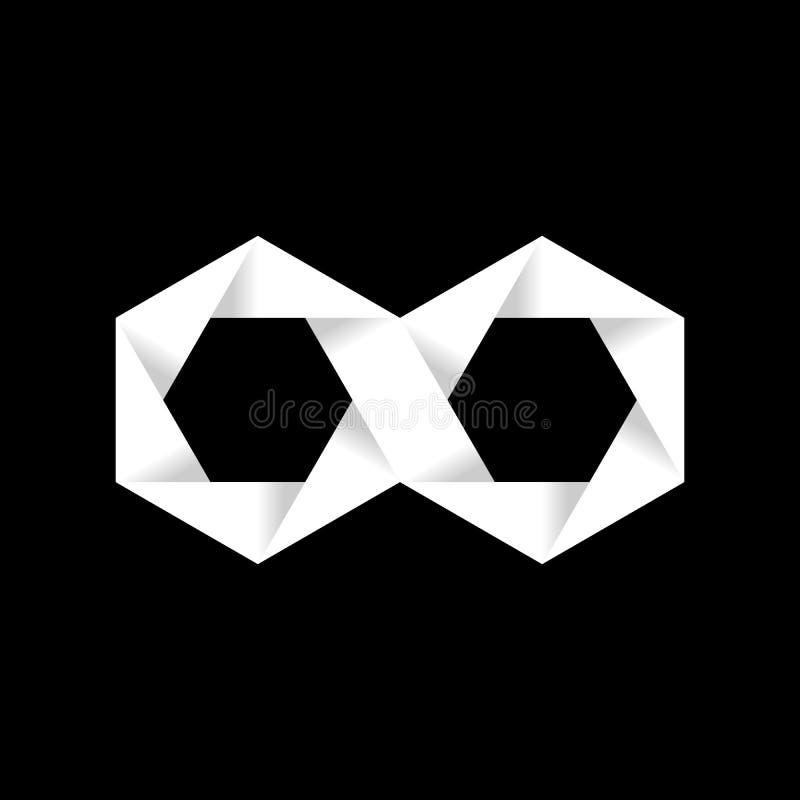 Hexagon Infinity Logo Sign, 2d Origami Style Raster Icon Stock Vector ...